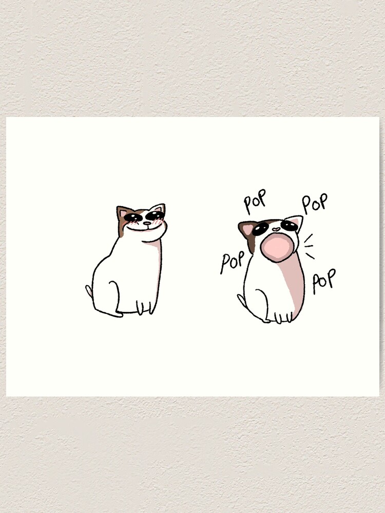 "Pop Pop Pop cat meme sticker " Art Print by Sweets-trolley | Redbubble