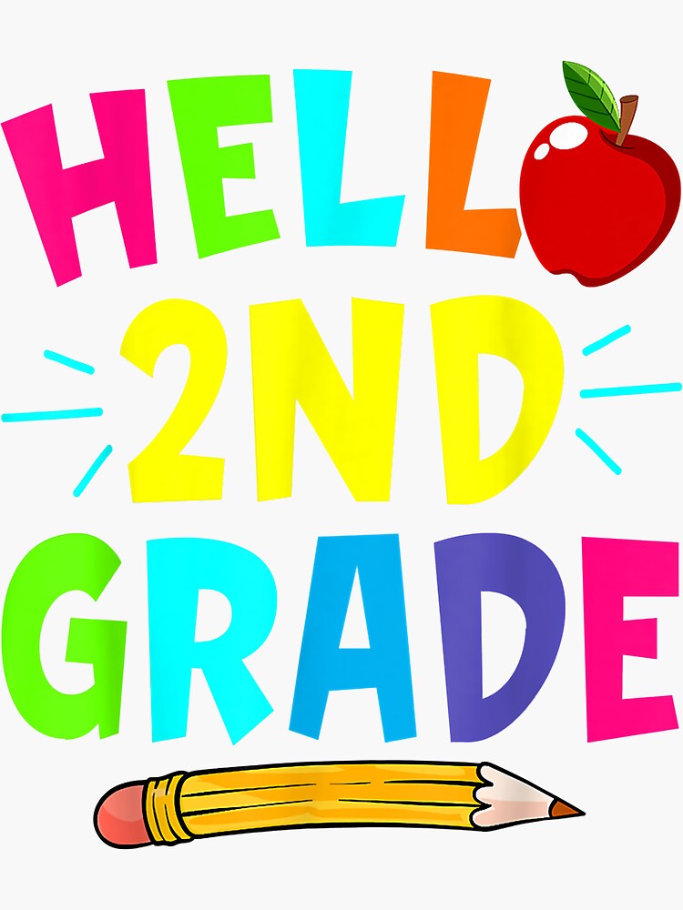 Pegatina «Hola, segundo grado, segundo grado, regreso a la escuela para ...