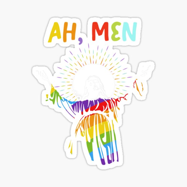 "Gay Pride Ah Men Rainbow Jesus Lgbt Awareness" Sticker for Sale by ...