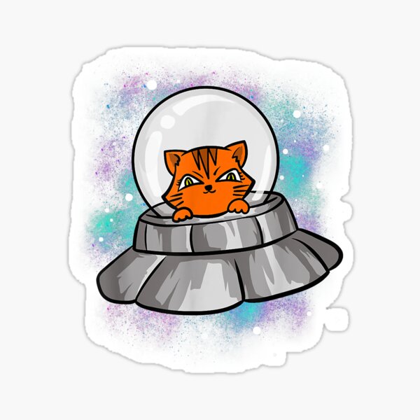 "Funny Alien Ufo Cat Cute Feline Extraterrestrial Life" Sticker for ...