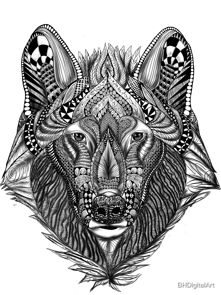 "Zen Doodle Wolf" Poster von BHDigitalArt | Redbubble
