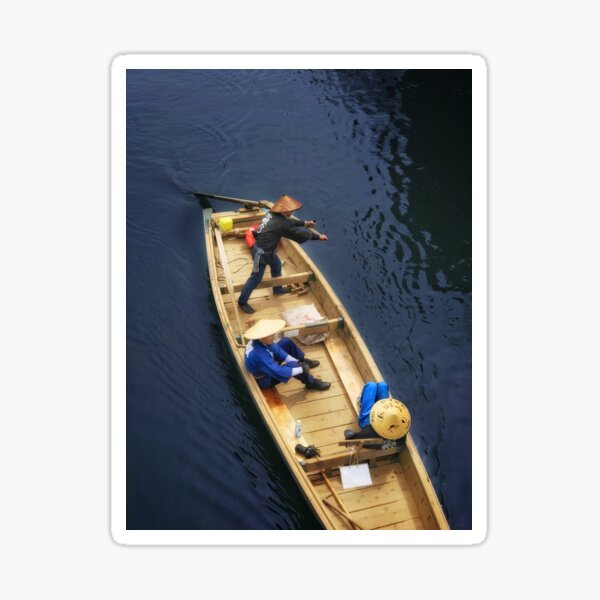 "Japanese traditional rowboat along Tokyo Canal Photography" Sticker ...