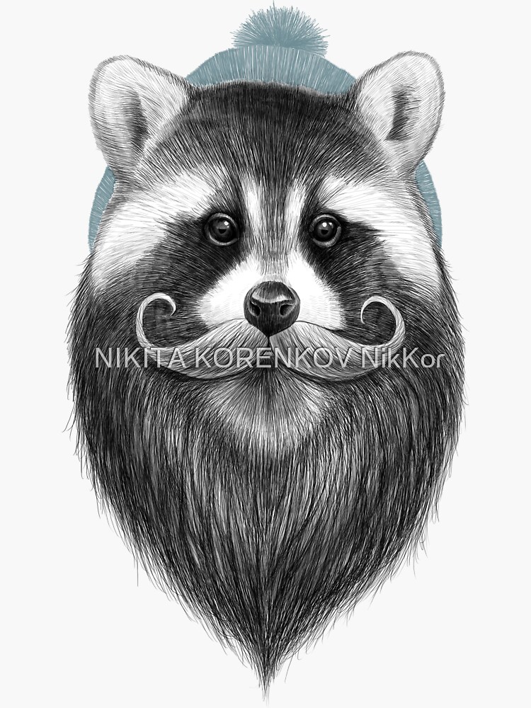 "BEARDED RACCOON" Sticker by NikKor | Redbubble