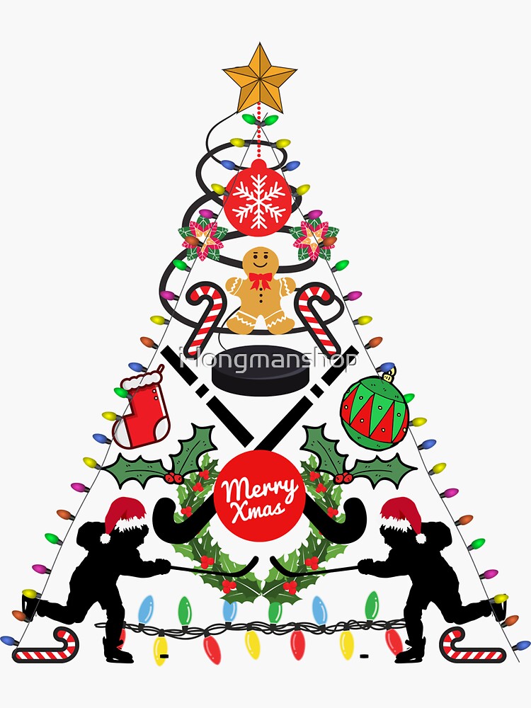 "Hockey Christmas Tree " Sticker for Sale by i-longmanshop | Redbubble