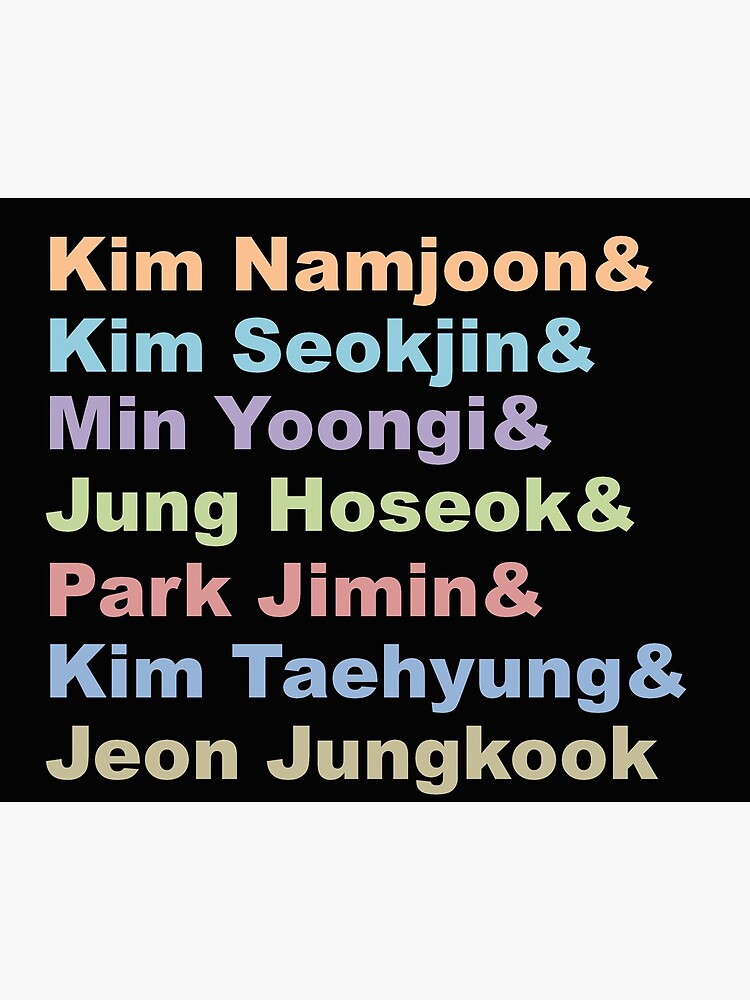 "Bts kpop members name tag" Art Print by Delamur | Redbubble