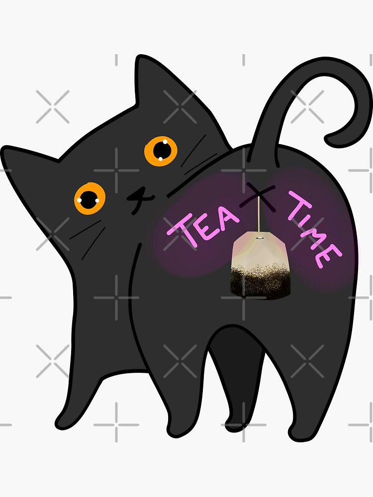 "Tea Time Cat" Sticker for Sale by kilkennycat | Redbubble
