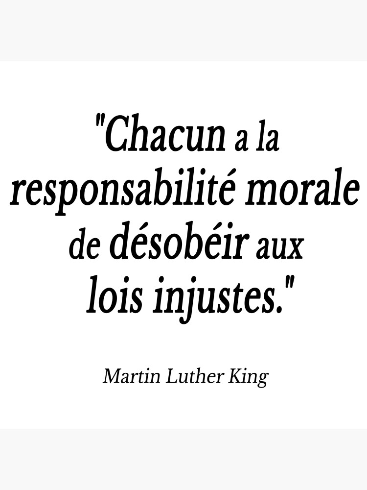 Poster « citation Martin Luther King Chacun a la responsabilité morale ...