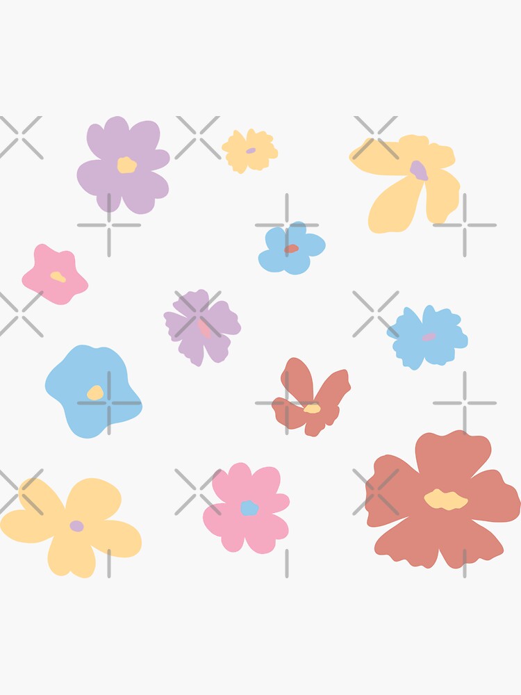 "danish pastel flower pattern, danish pastel sticker set" Sticker for ...