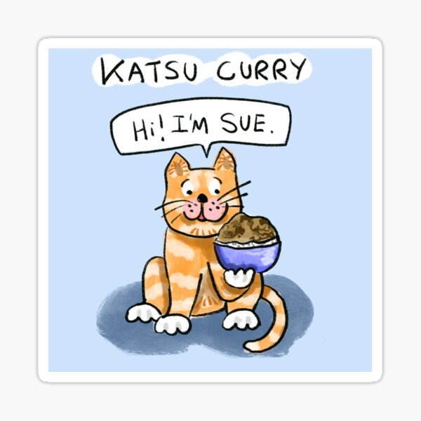 "Katsu Curry Cat" Sticker for Sale by hansdoodles | Redbubble