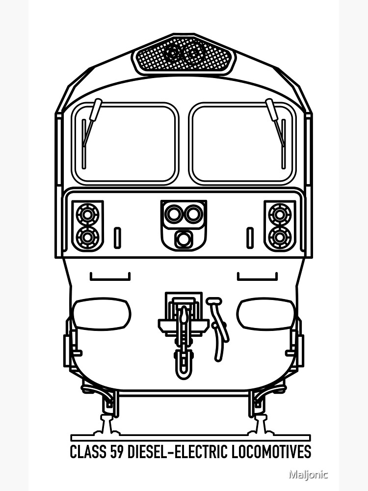 "Class 59 Diesel Locomotive Blueprint Diagram Gift" Poster by Maljonic ...