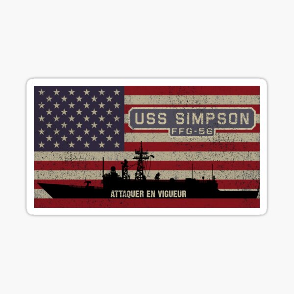"USS Simpson FFG-56 Frigate Ship USA American Flag Gift" Sticker for ...