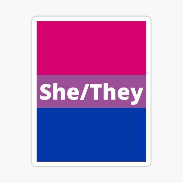 "Bisexual flag with she/they pronouns" Sticker for Sale by ...