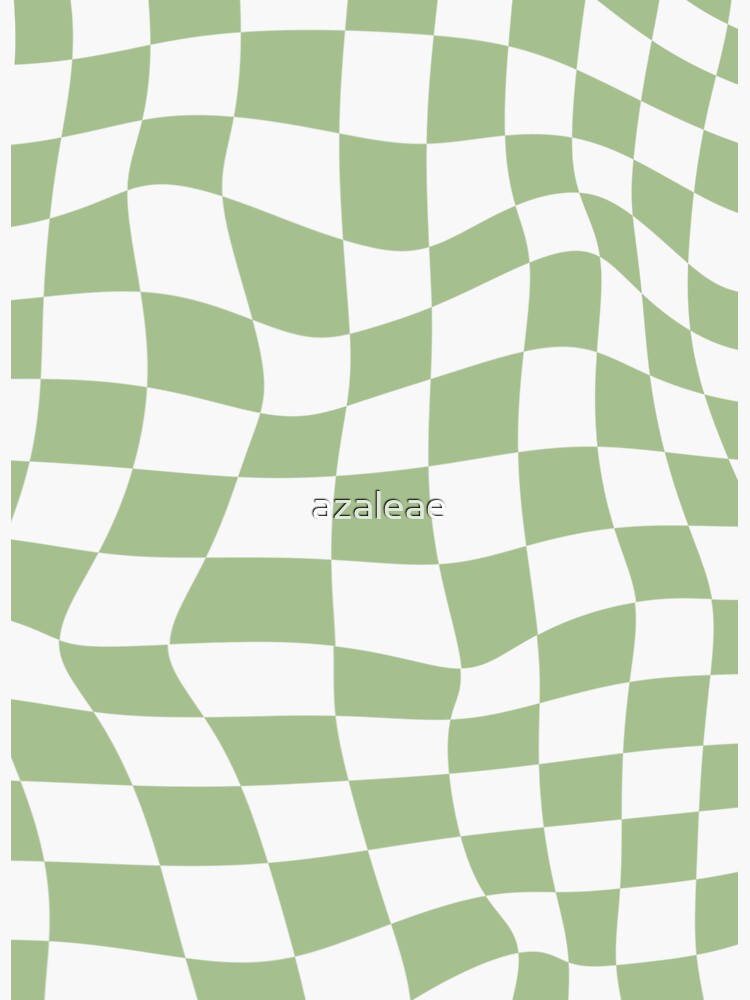 "sage green liquid warped checkered" Sticker for Sale by azaleae ...