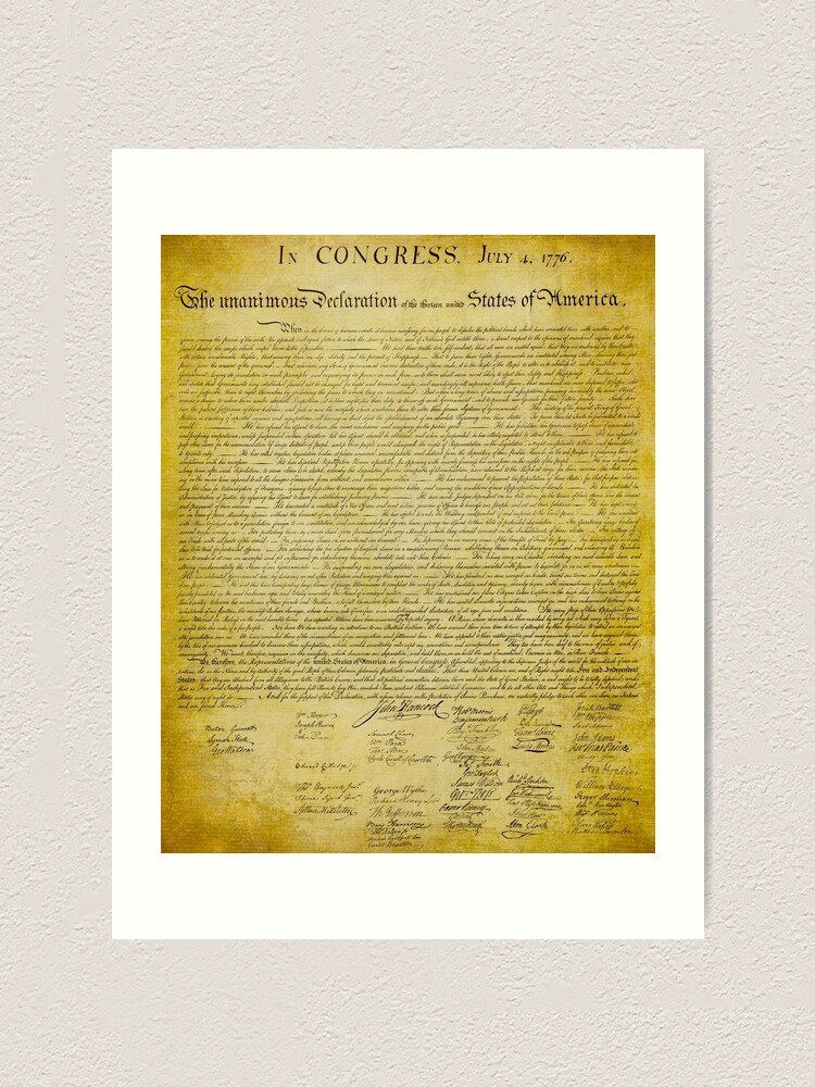 "Declaration of Independence" Art Print by LibertyManiacs | Redbubble