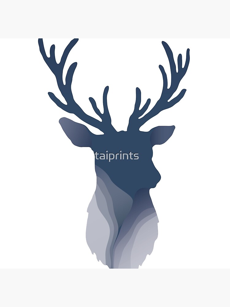 "Abstract Navy Blue Deer Head" Throw Pillow for Sale by taiprints ...
