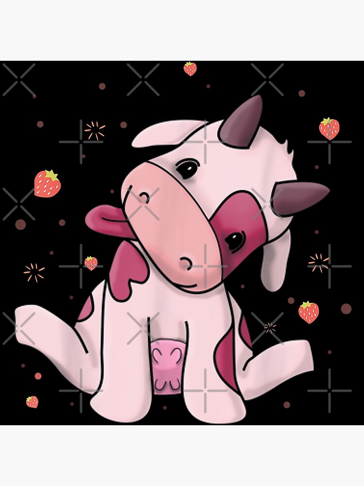 "Cute Strawberry Cow Pink Kawaii Memes Chibi " Photographic Print by ...