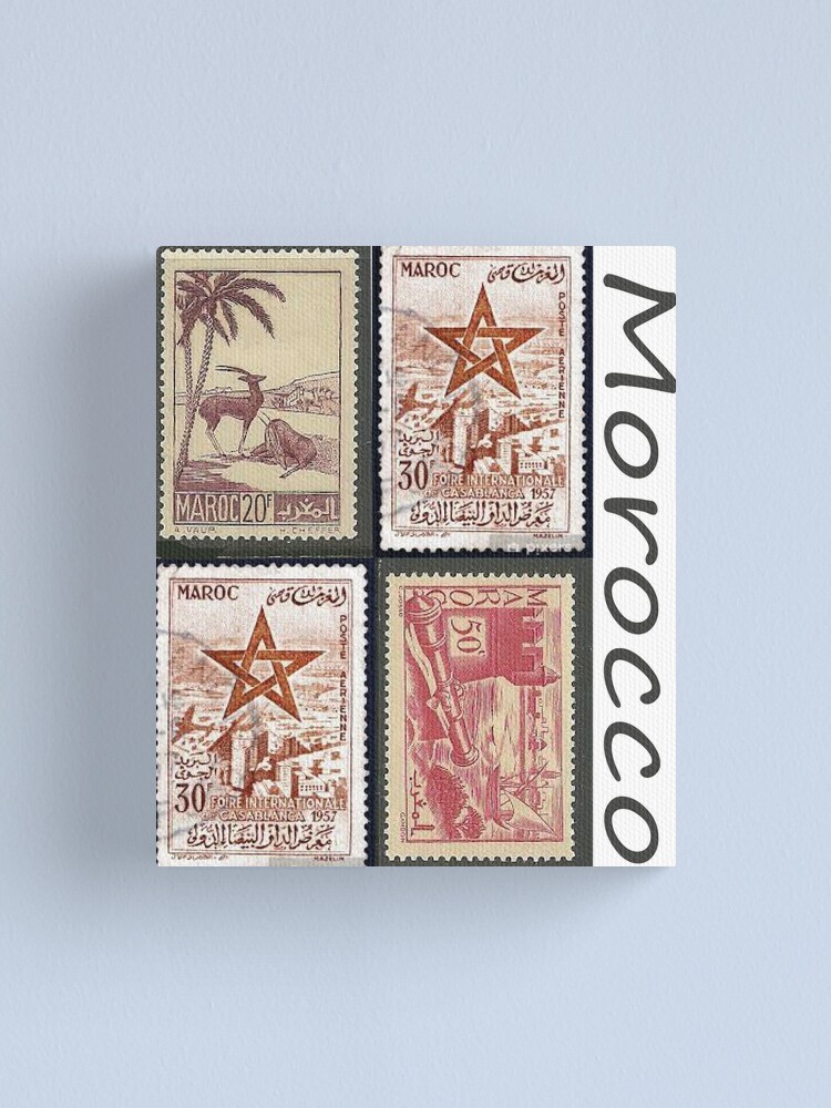 "Moroccan postage stamps T-chirt" Canvas Print for Sale by veritageart ...