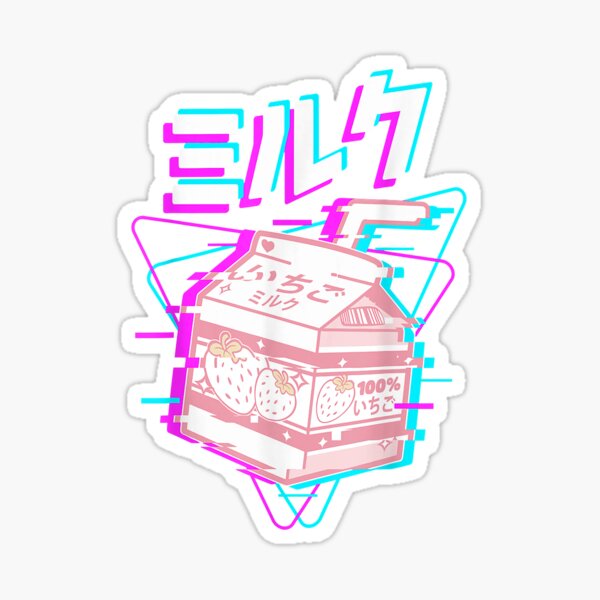 "Strawberry Milk Shirt Japanese Otaku Anime Kawaii Pink Milk" Sticker ...