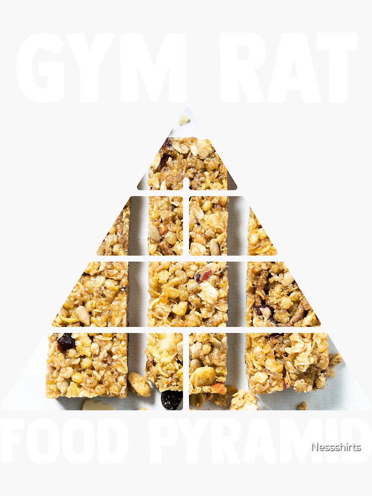 "Gym Rat Food Pyramid Bodybuilder Exercise Food Groups" Sticker for ...