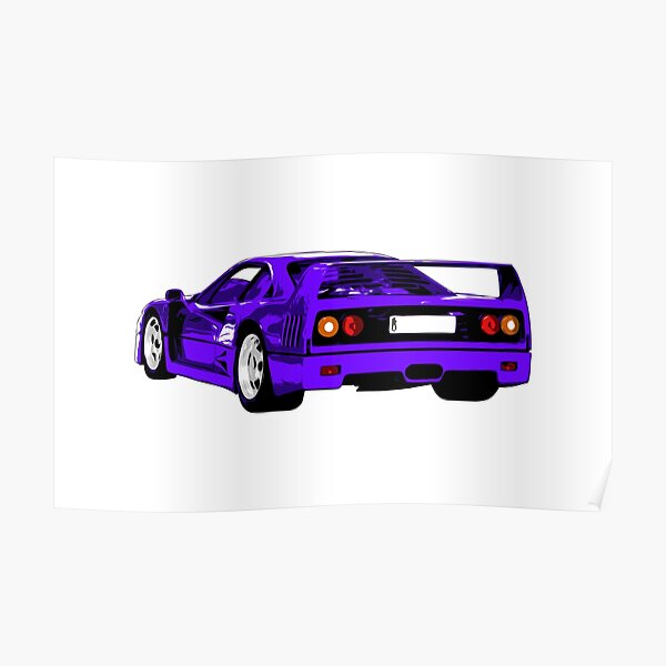 "Ferrari F40 - Purple" Poster for Sale by Stoked-on-Carz | Redbubble