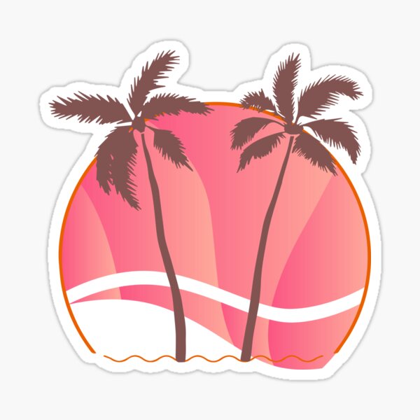 "Palm tree with red Sun" Sticker for Sale by REINVIGORATED | Redbubble