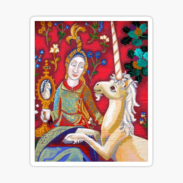 "Lady & The Unicorn (La Vue)" Sticker for Sale by genevieveesson1 ...