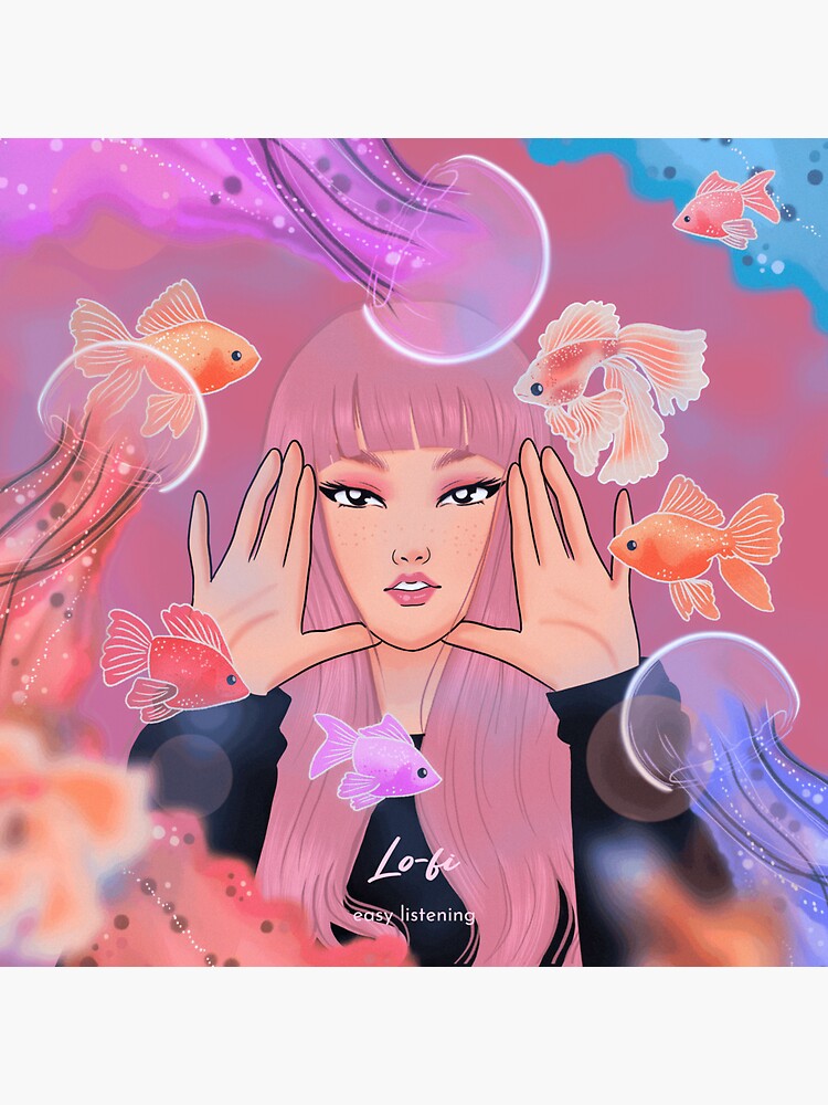 "Lo-fi girl" Sticker for Sale by Emiechan | Redbubble