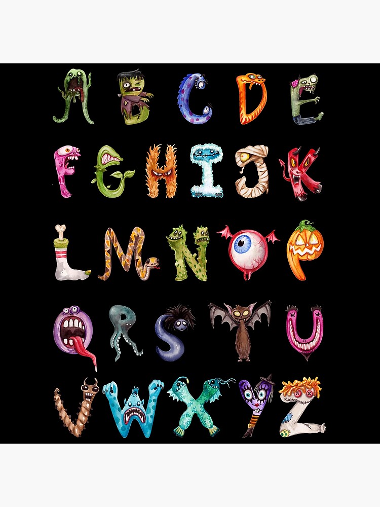 "Creepy cute monster alphabet cartoon ABC" Photographic Print for Sale ...