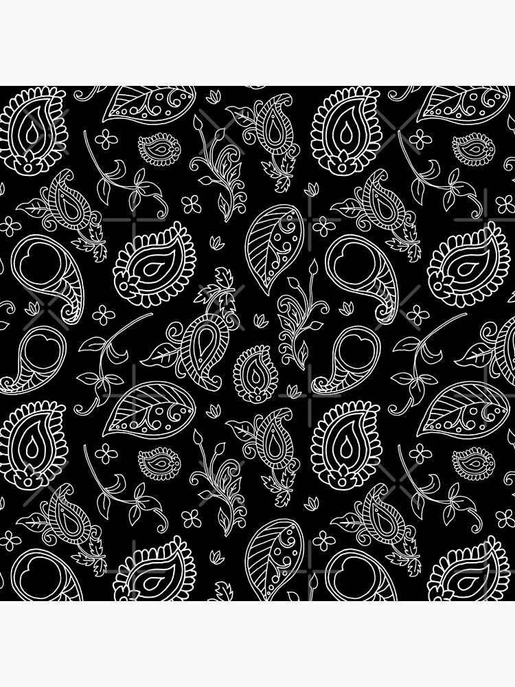 "Black and White Bohemian Paisley Pattern" Art Board Print for Sale by ...