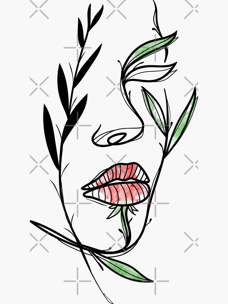 "Botanical woman face art" Sticker for Sale by AznavourByKarin | Redbubble