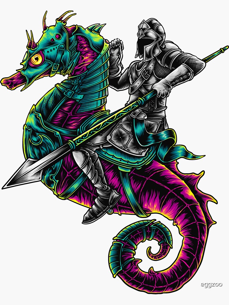 "Seahorse Knight" Sticker by eggzoo | Redbubble