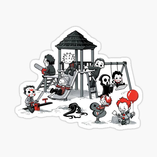 "Cute Baby Horror Characters Playing Horror Movies Halloween" Sticker ...