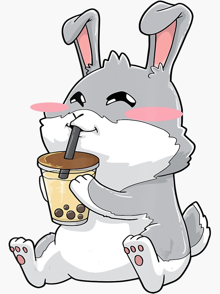 "Rabbit Boba Bubble Tea Anime Kawaii Cute" Sticker for Sale by ...