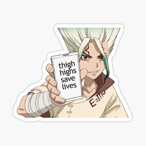 "dr stone thigh highs" Sticker for Sale by snailhunter66 | Redbubble