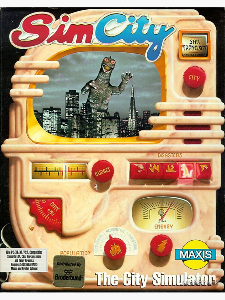 "Original Simcity 1.0 (1989) Box Art - Maxis City Builder Simulation ...