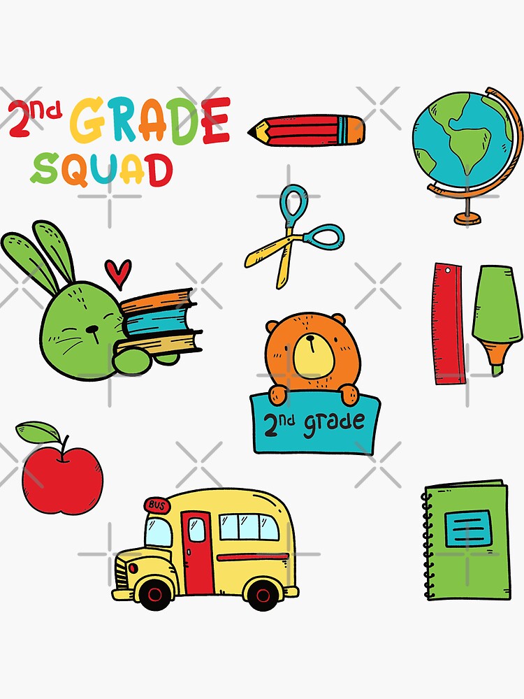 "2nd Grade School Sticker Pack" Sticker for Sale by Primroaddesigns ...