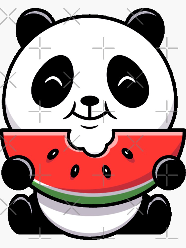 "panda bear eating watermelon" Sticker for Sale by Zakionline | Redbubble