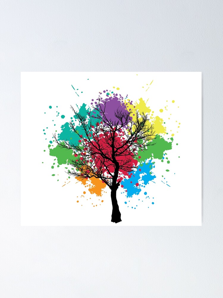 "Colorful Paint Tree Art" Poster for Sale by Blok45 | Redbubble