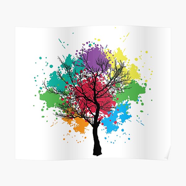 "Colorful Paint Tree Art" Poster for Sale by Blok45 | Redbubble