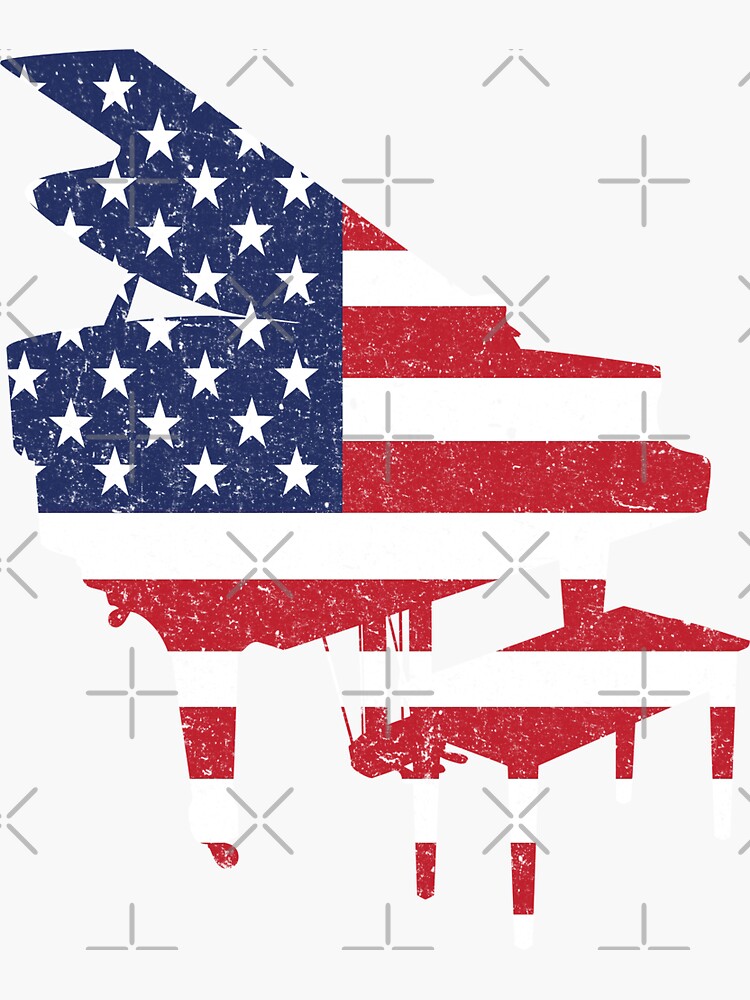 "Piano With American Flag" Sticker for Sale by Primroaddesigns | Redbubble