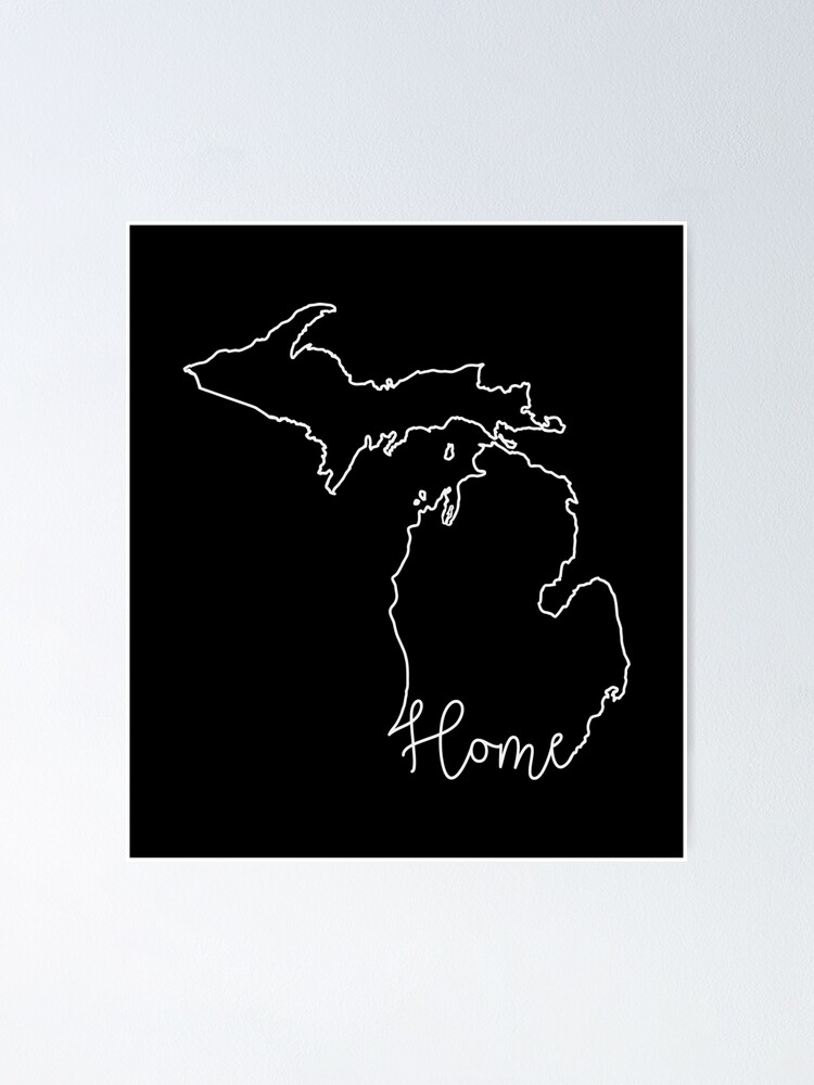 "Michigan Cursive Home State Outline" Poster for Sale by janniejedl ...