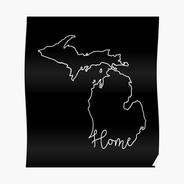 "Michigan Cursive Home State Outline" Poster for Sale by janniejedl ...