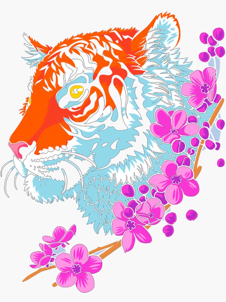 "Tiger Flowers Tattoo" Sticker for Sale by BlakenKandler | Redbubble
