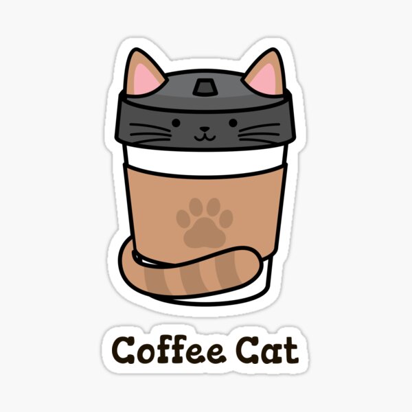 "Coffee Cat" Sticker by ScubaSamurai | Redbubble