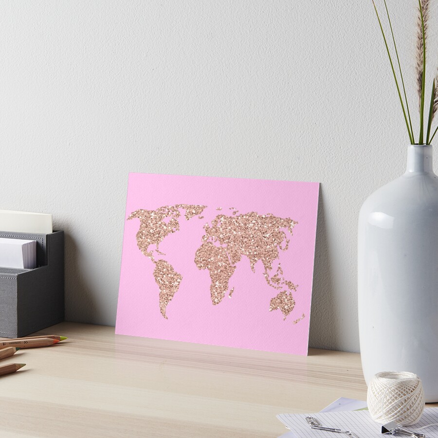 "Pink World Map" Art Board Print by julieerindesign | Redbubble