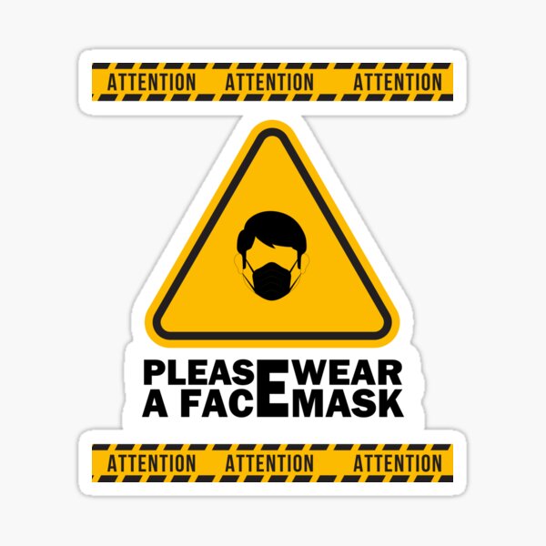 "Please ware face a mask warning design with lines" Sticker for Sale by ...
