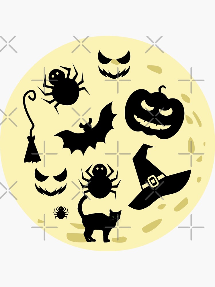 "Halloween purple repeating pattern-bats,pumpkins,witch hat" Sticker ...