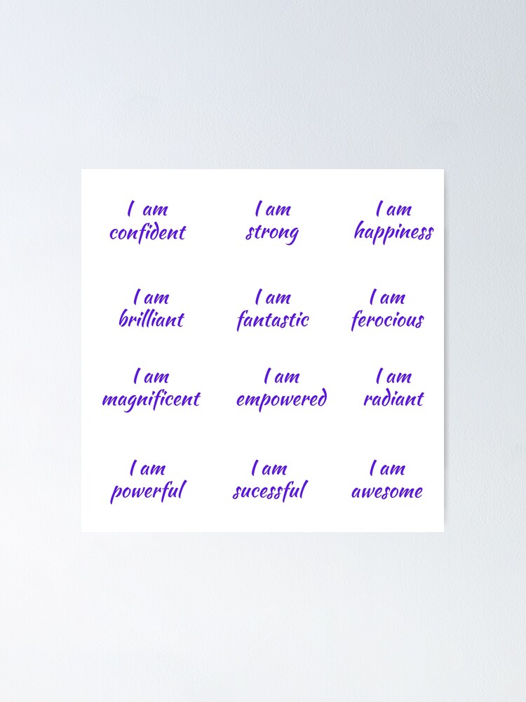 "positive affirmation stickers pack, blue" Poster for Sale by ...