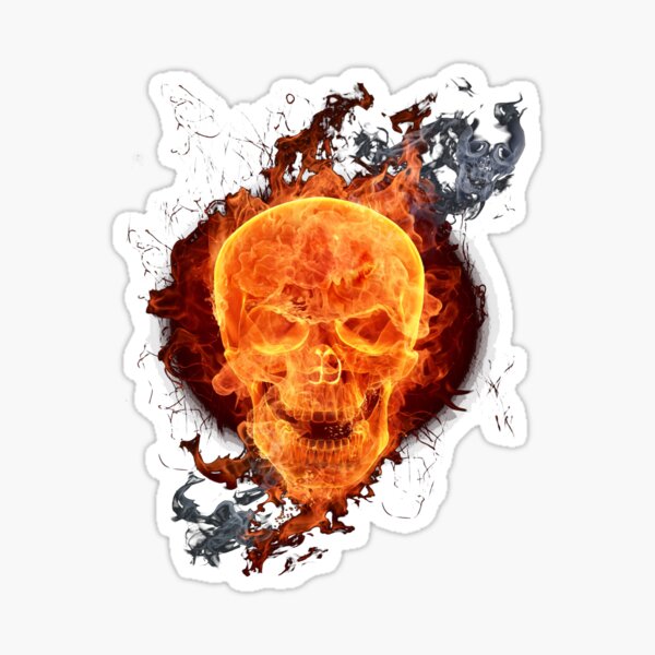"Burning skull halloween design" Sticker by Montero17 | Redbubble