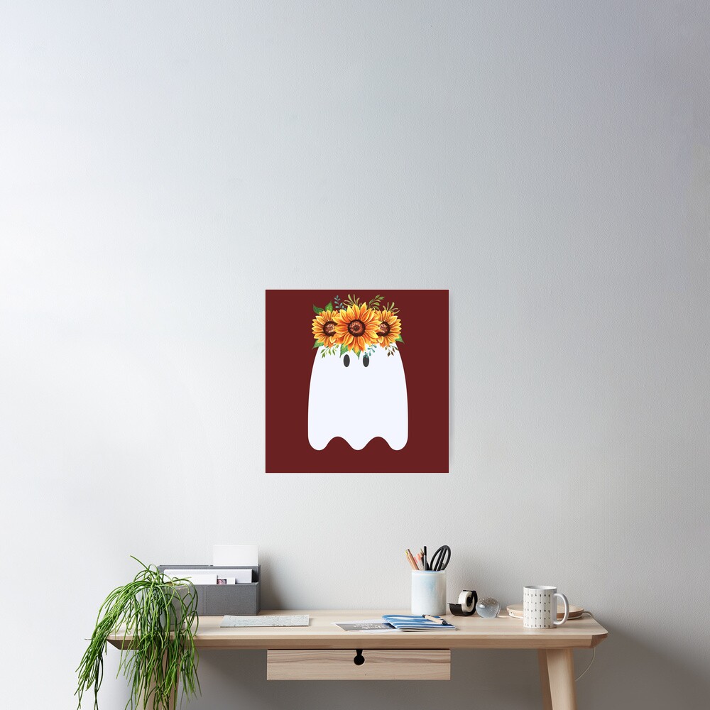 "Ghost Wearing Flower Crown" Poster by JessikahC | Redbubble